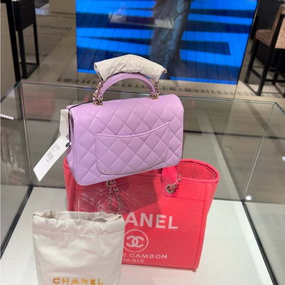 CHANEL | Bags | Chanel 24p Lilac Light Purple Top Handel Mini | Poshmark